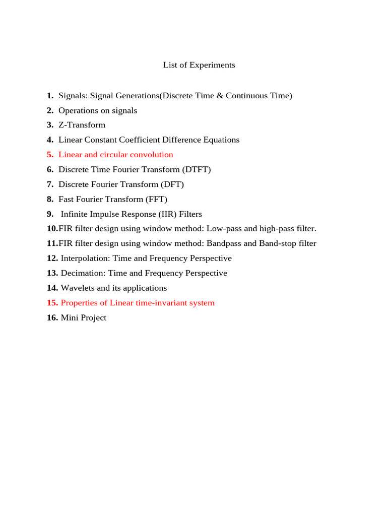 Digital Signal Processing Experiments | PDF