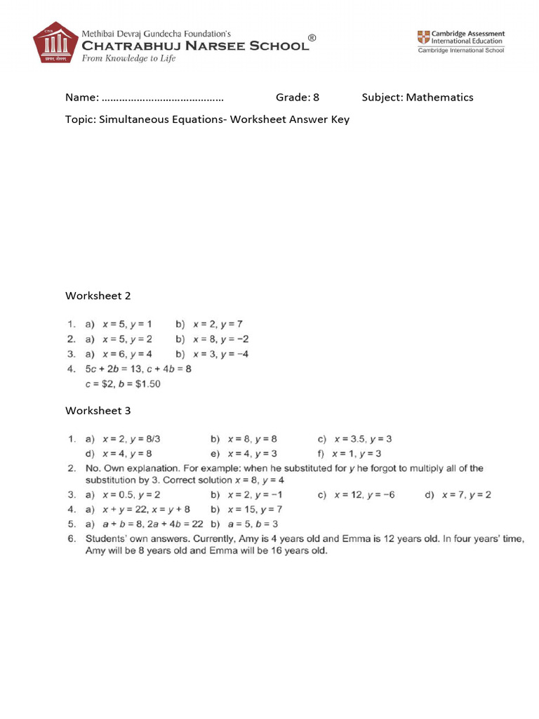 Simultaneous_Equations_Worksheet_MS | PDF
