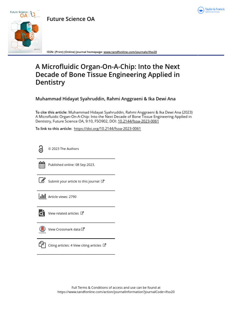 A Microfluidic Organ-On-A-Chip Into The Next Decade of Bone Tissue ...