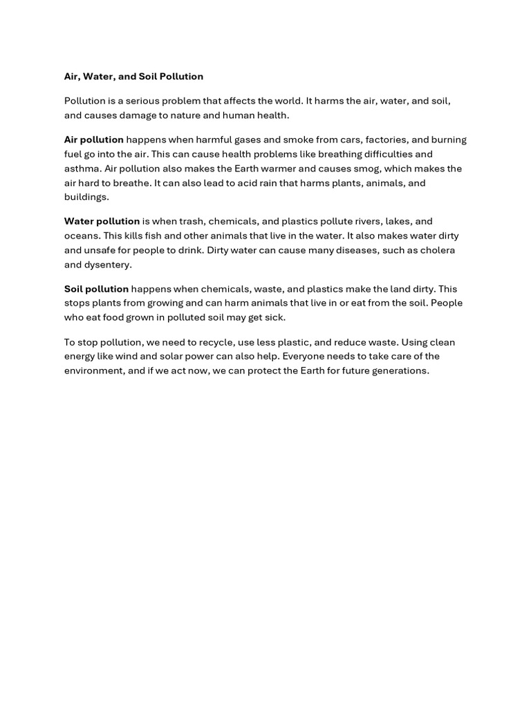 Air, Water, and Soil Pollution | PDF