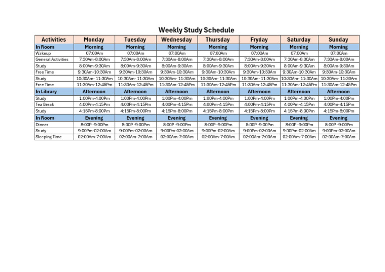 Study Schedule | PDF