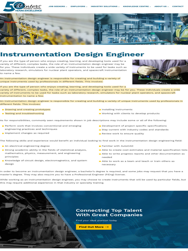 Instrumentation Design Engineer Overview | PDF | Engineer | Engineering