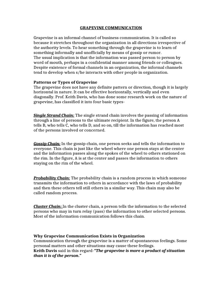 Grapevine Communication | PDF | Communication | Information