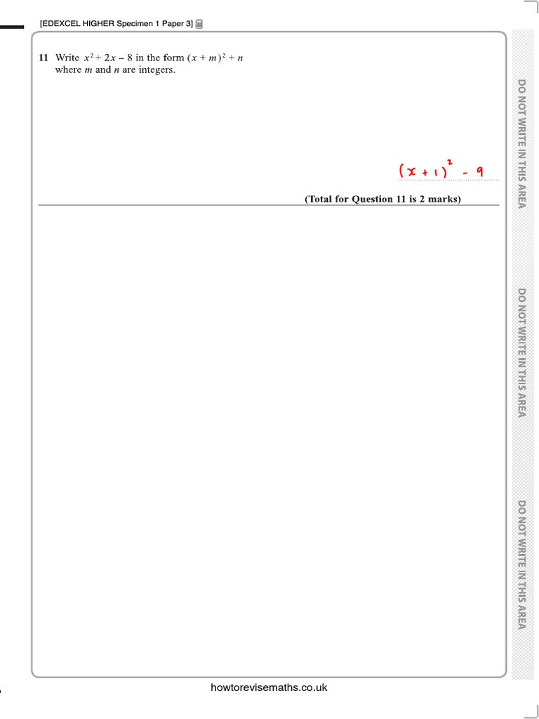 Completing The Square ANSWERS | PDF | Area | Algebra