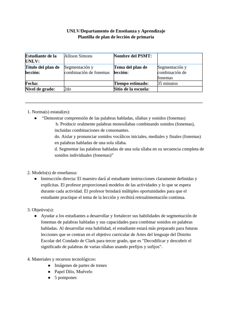 Segmentación de Fonemas | PDF | Palabra | Sílaba