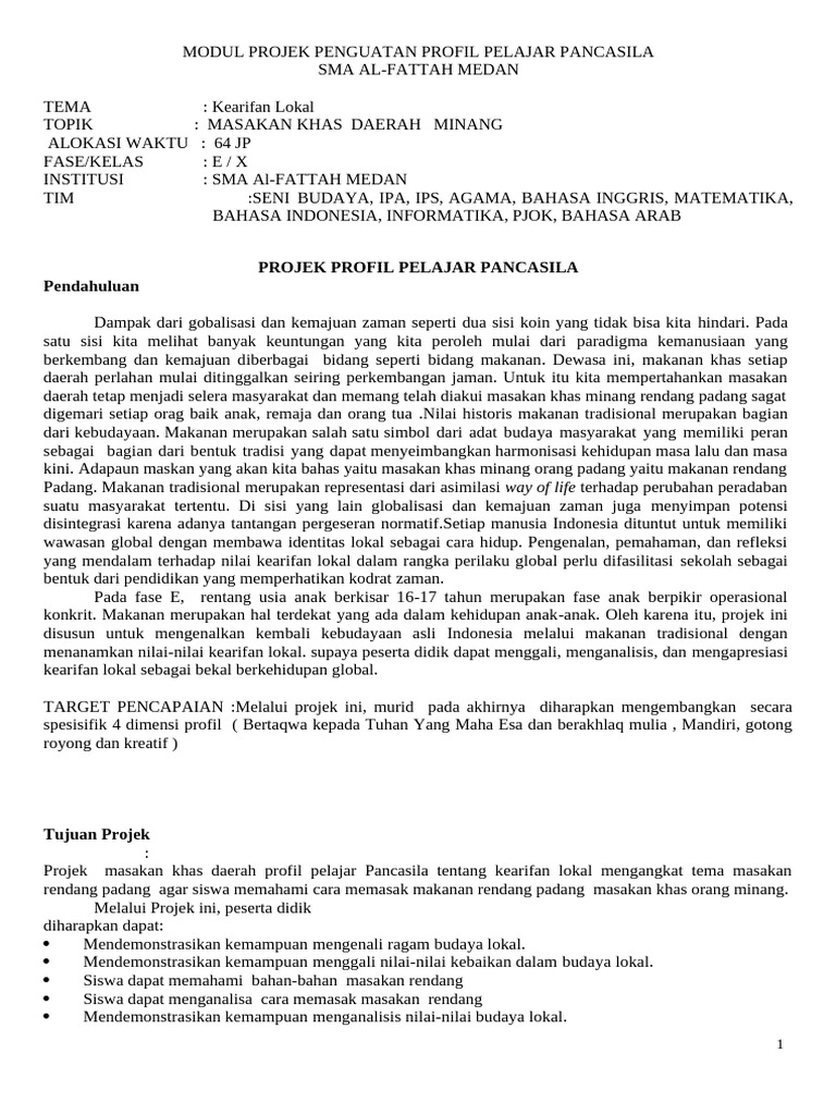 projek SMA kearifan masakan khas daerah SMA | PDF
