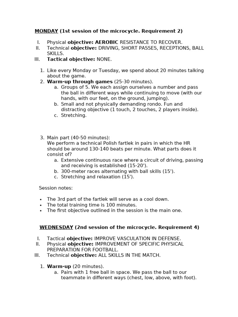 4 Sessions of A Football Microcycle | PDF | Defender (Association ...