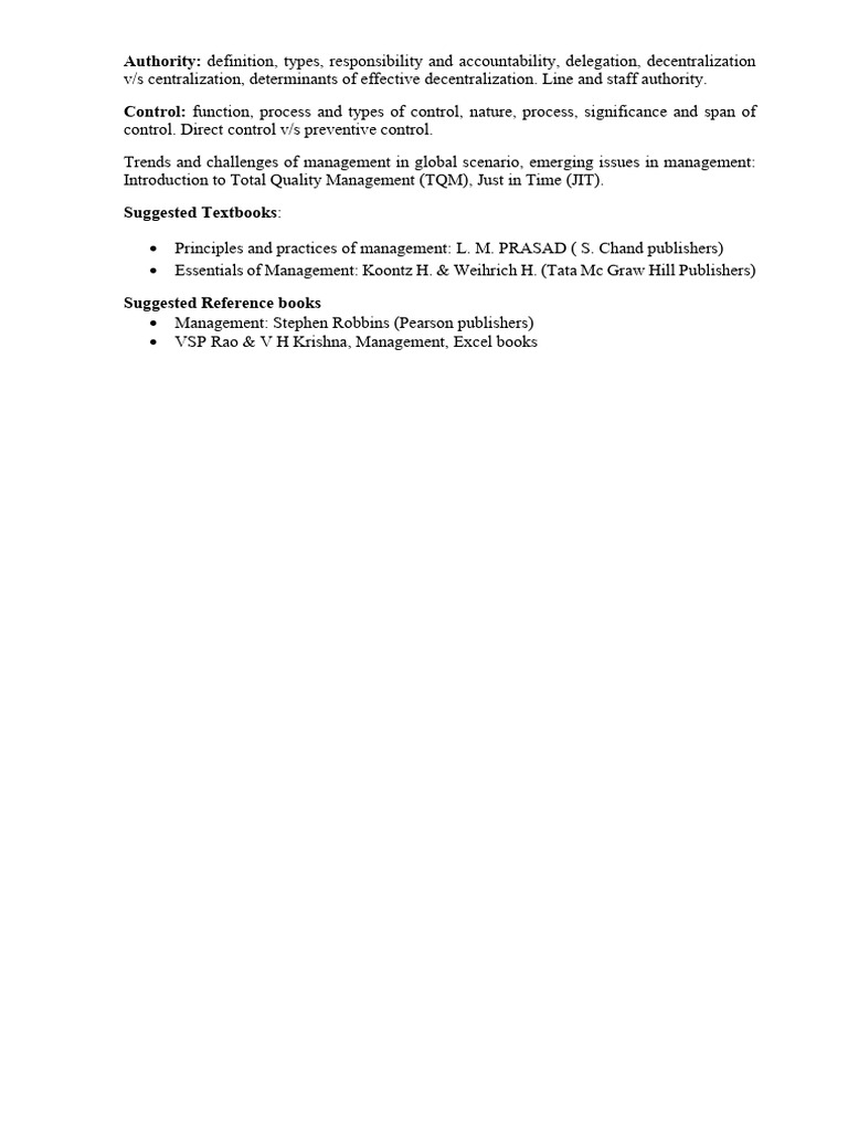 Management Authority and Control Concepts | PDF