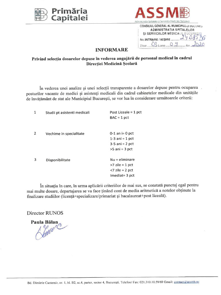 Informare Criterii Departajare | PDF