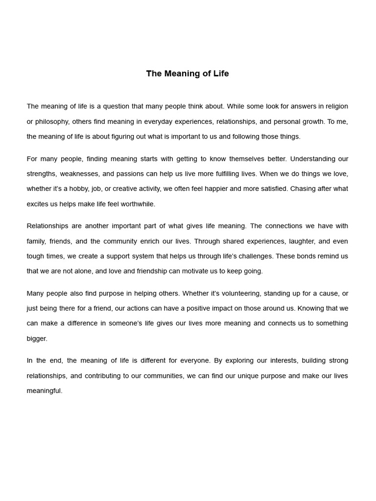 Exploring Life's Unique Meaning | PDF