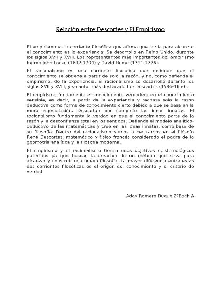 Trabajo Descartes Pregunta 4 2bach A | PDF