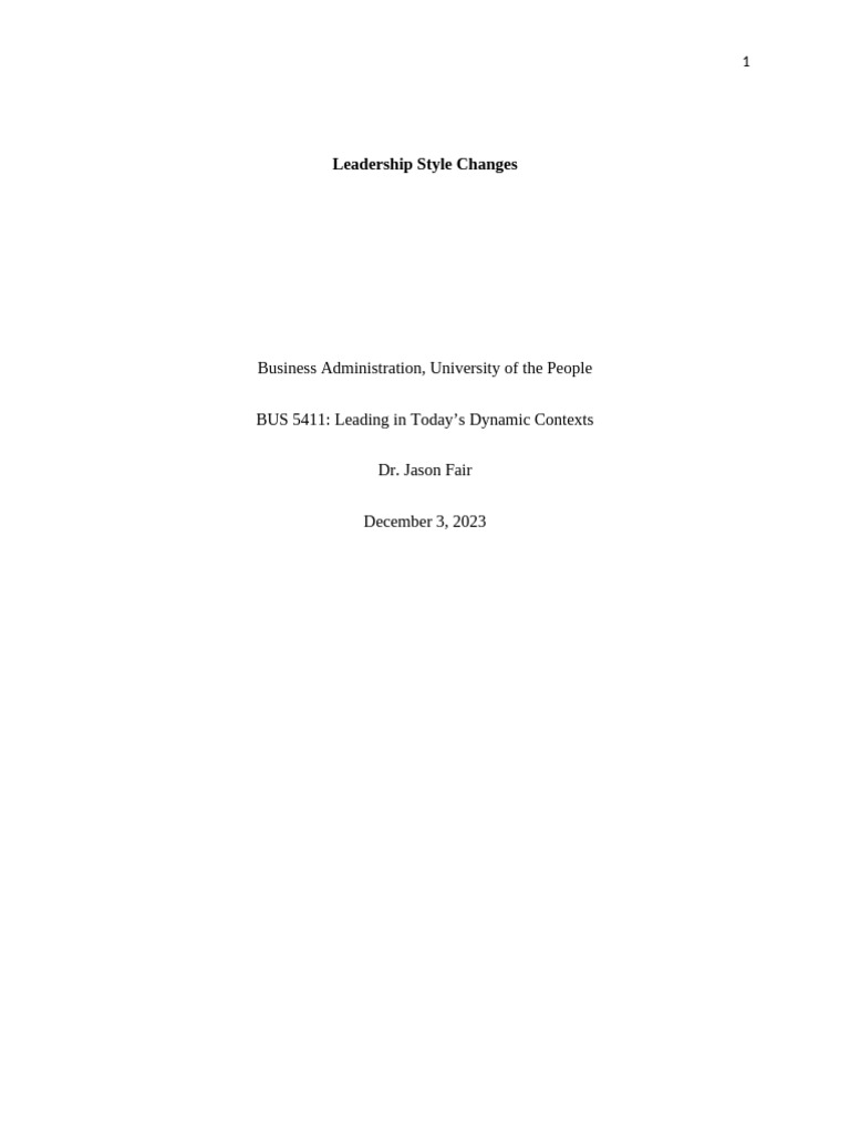 Leadership Style in BUS 5411 Case Study | PDF | Leadership | Industrial ...