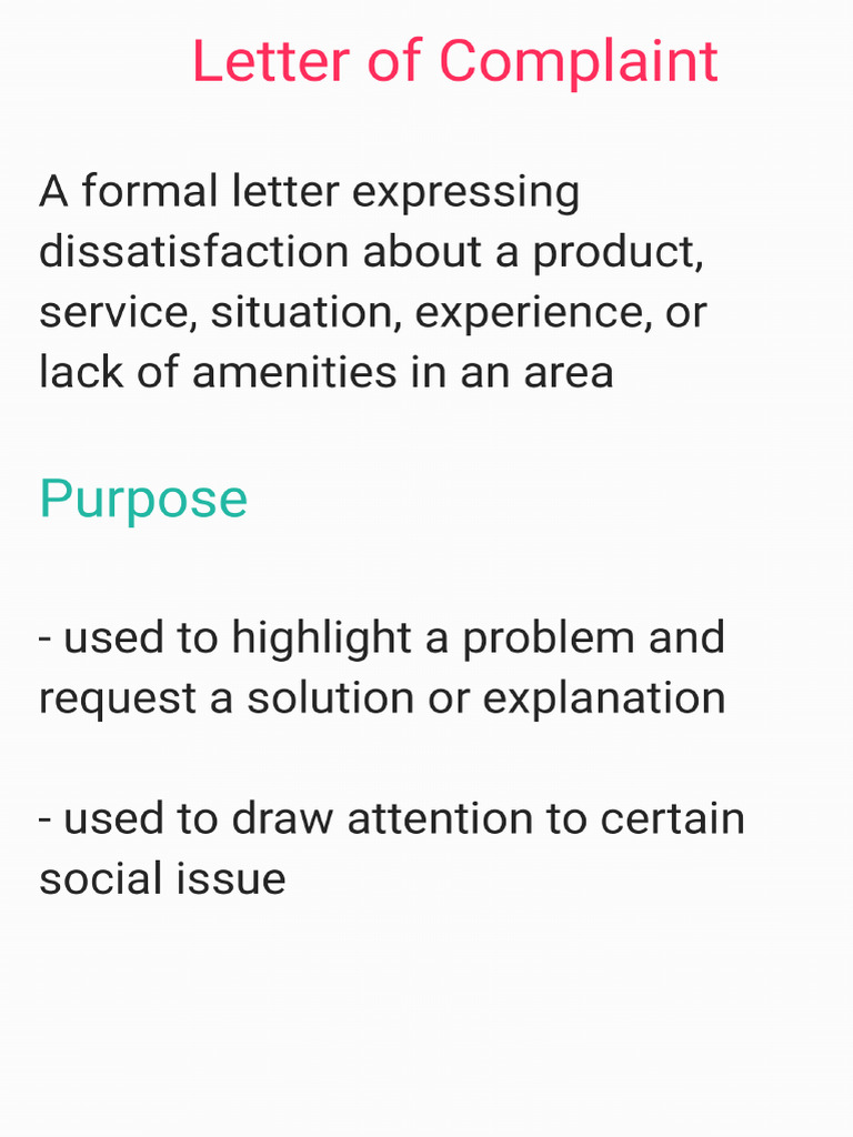 Letter of Complaint | PDF