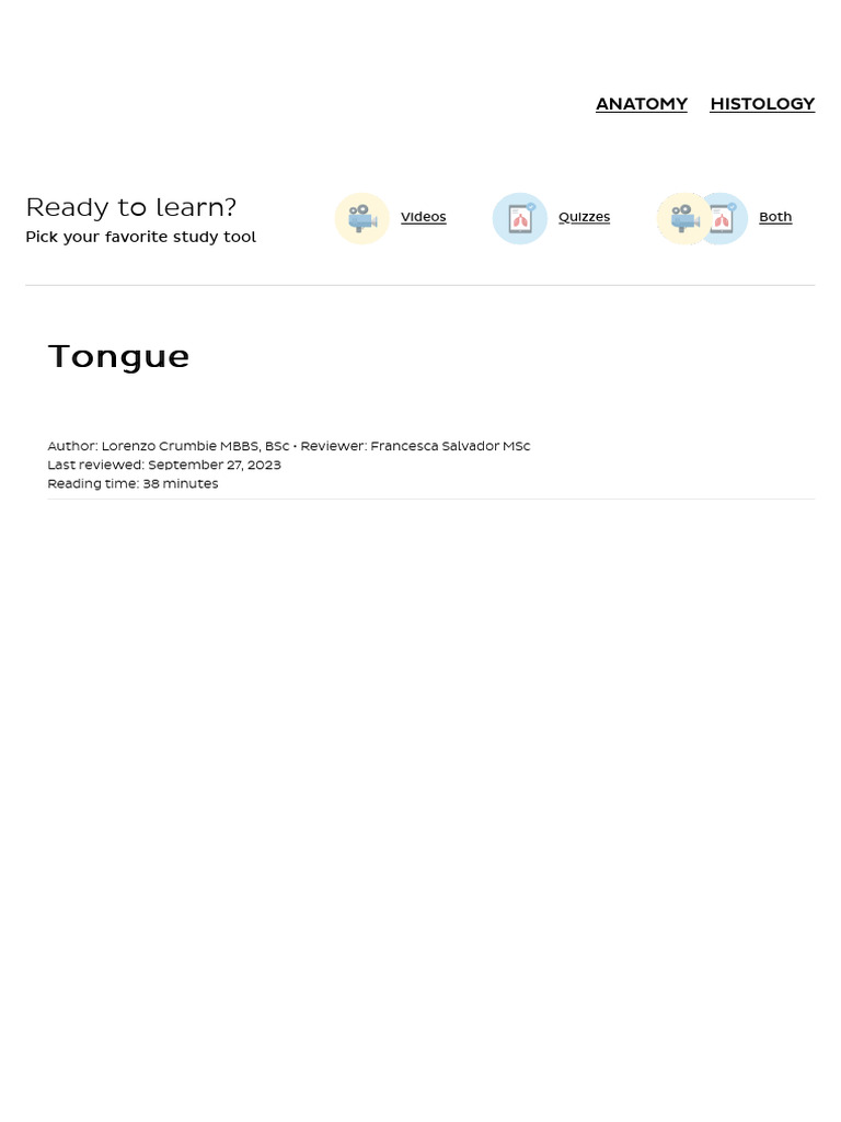 Tongue: Anatomy, muscles, neurovasculature and hi… | PDF | Tongue | Taste