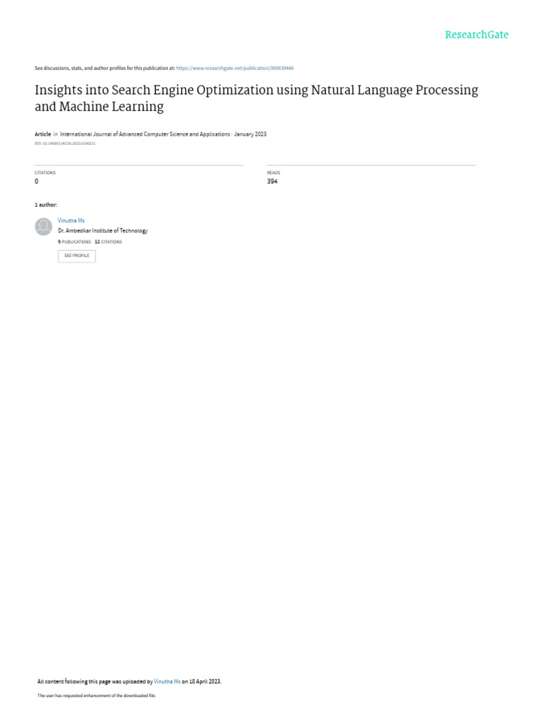 SEO Insights with NLP and ML Techniques | PDF | Search Engine ...