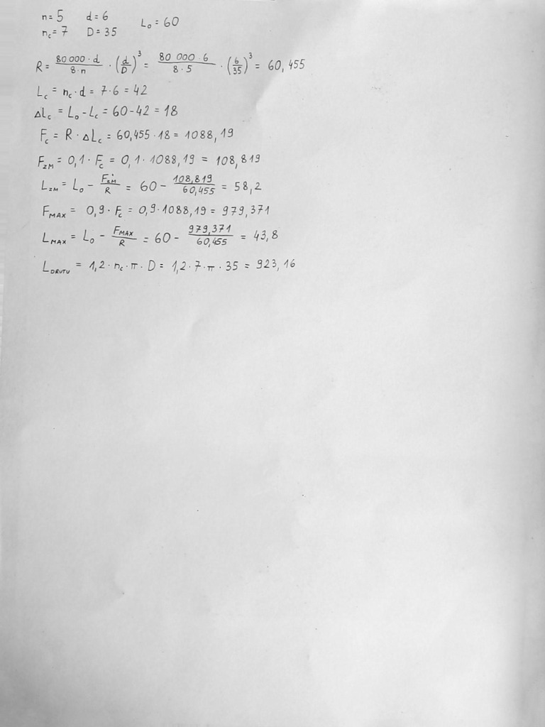 Sprezyna-2 Obliczenia | PDF