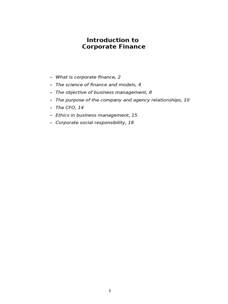 Corporate Finance Overview and Models | PDF | Value (Economics ...