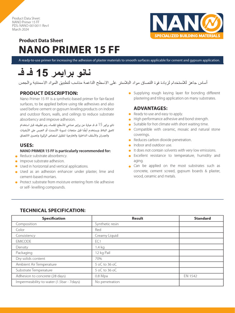 NANO Primer 15 FF | PDF | Plaster | Concrete