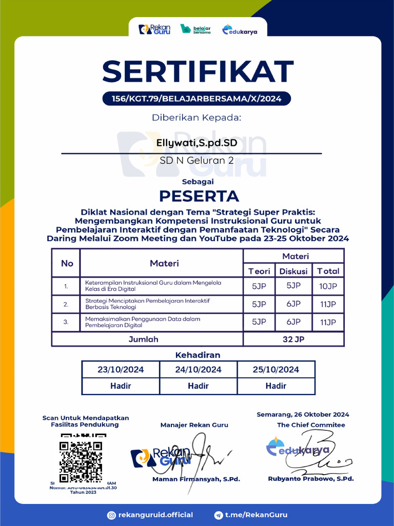 Sertifikat Rekan Guru | PDF