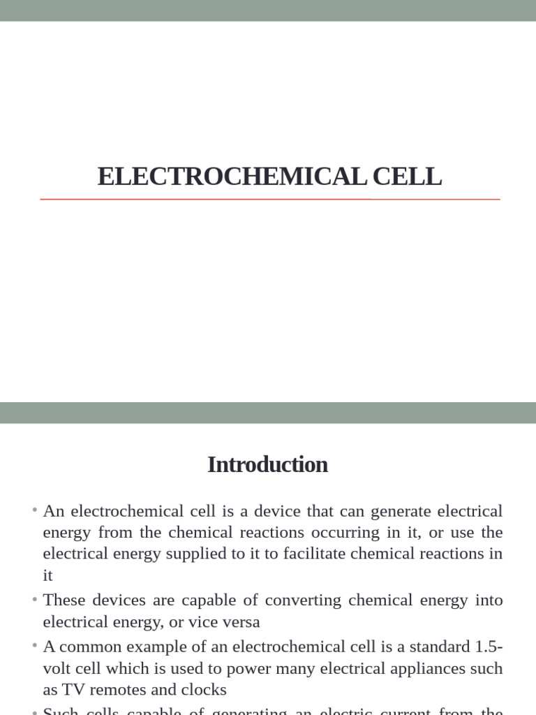 Electrochemical Cell | PDF | Electrochemistry | Electricity