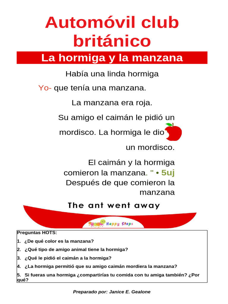 Cuentos Cortos Con Preguntas de Comprensión - Preparado Por Janice E ...