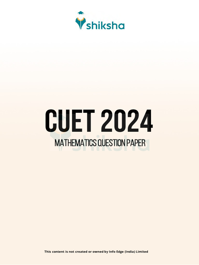 CUET 2024 Mathematics Question Paper | PDF
