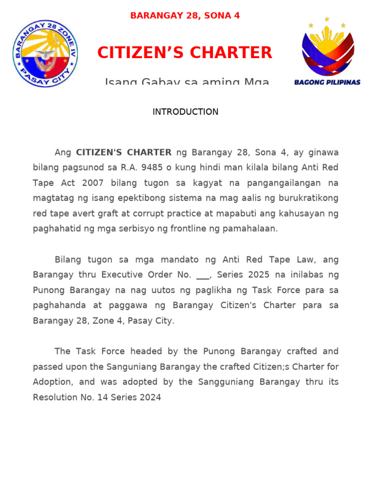 Citizen Charter | PDF