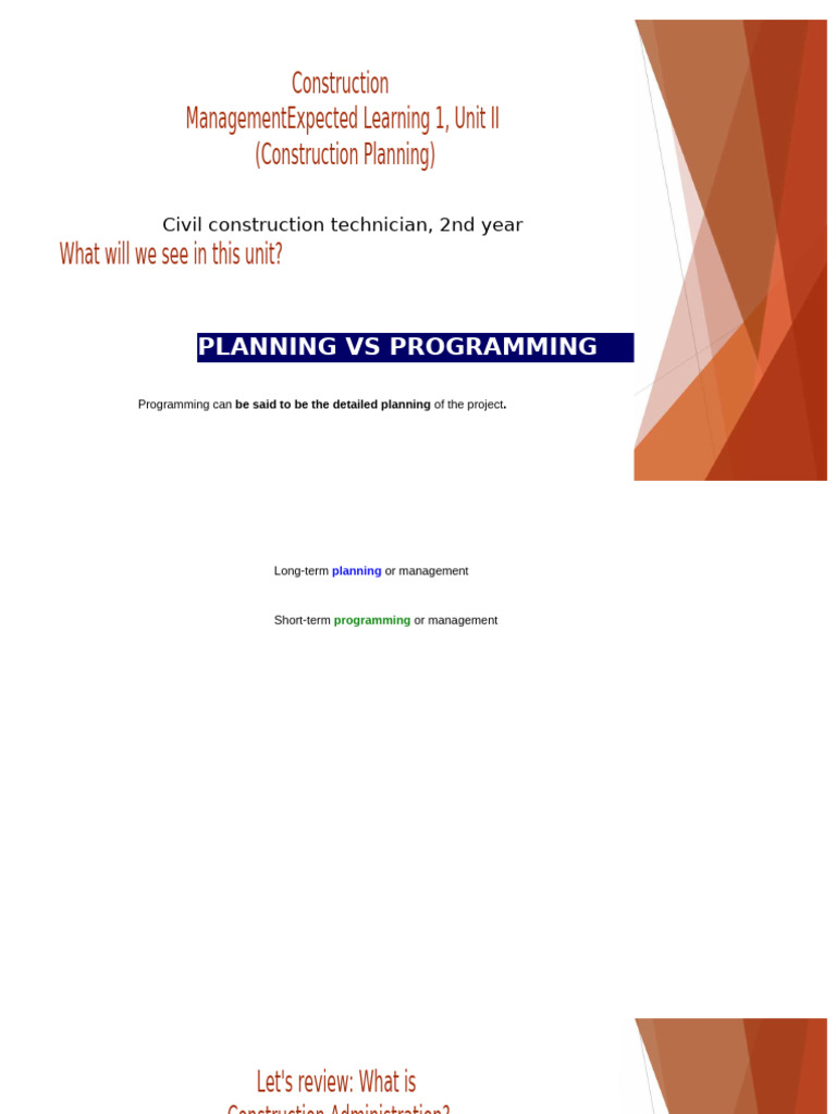 Fundamentals and Stages of Planning and Scheduling Construction Works ...