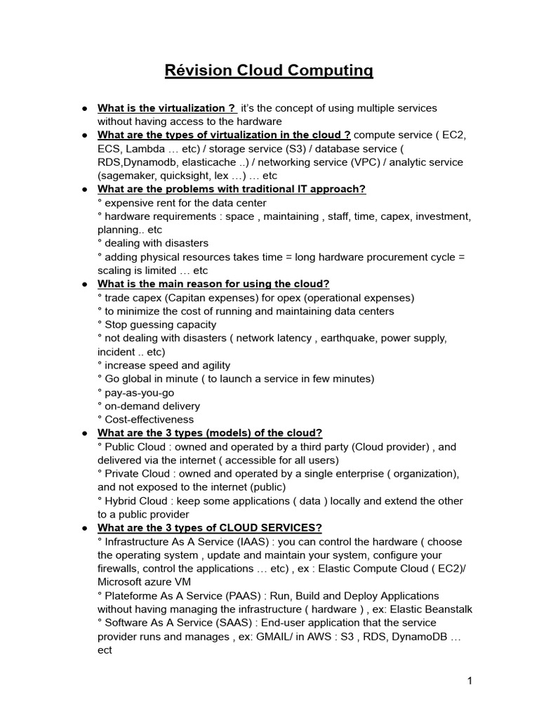 Révision Cloud Computing | PDF | Cloud Computing | Scalability