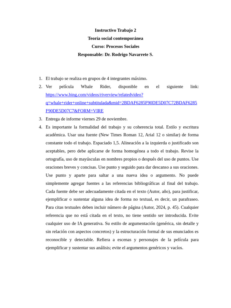 Instructivo Trabajo 2 Procesos Sociales (1) | PDF