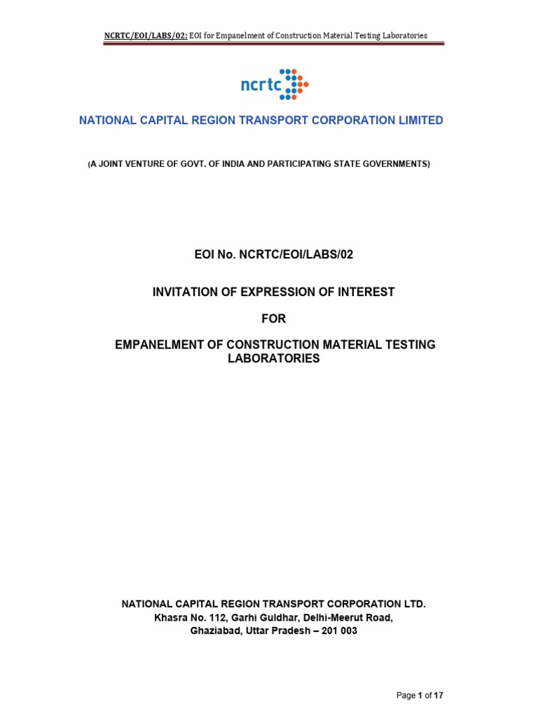 Eoi For Empanelment of Labs Updated | PDF