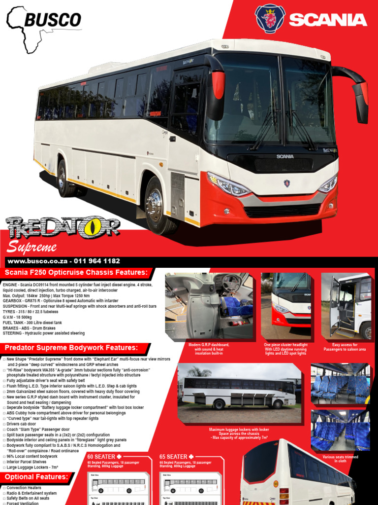 Scania Predator Supreme Coach Specs | PDF | Ford F Series | Truck