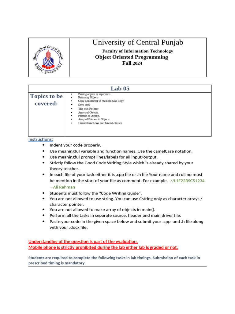 lab5 | PDF | Constructor (Object Oriented Programming) | Programming