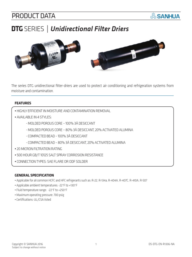 Filter Drier-Dtg-En-1604936281 | PDF | Filtration | Liquids