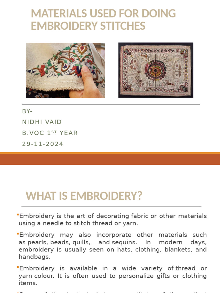 Essential Materials for Embroidery | PDF | Embroidery | Clothing