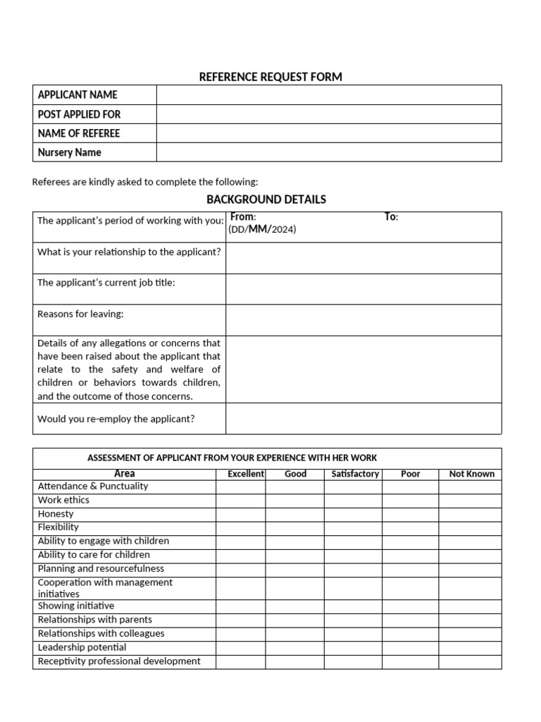 Academic Reference Form | PDF