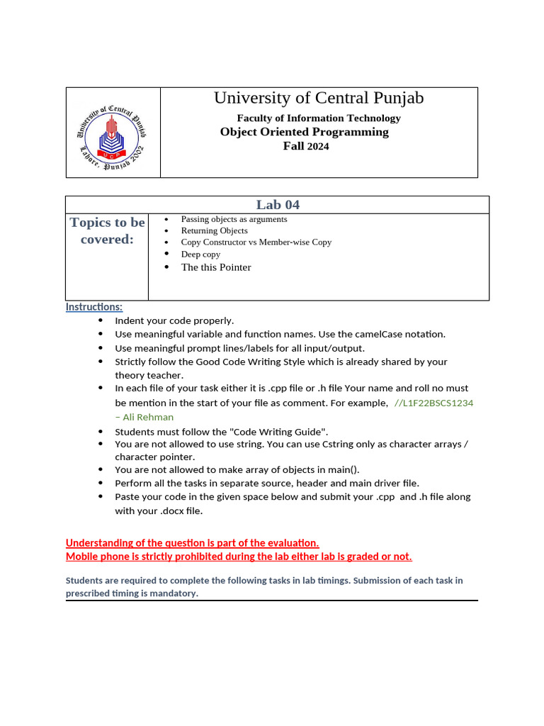 Lab 4 | PDF | Constructor (Object Oriented Programming) | Programming Lab 4 | PDF | Constructor (Object Oriented Programming) | Programming