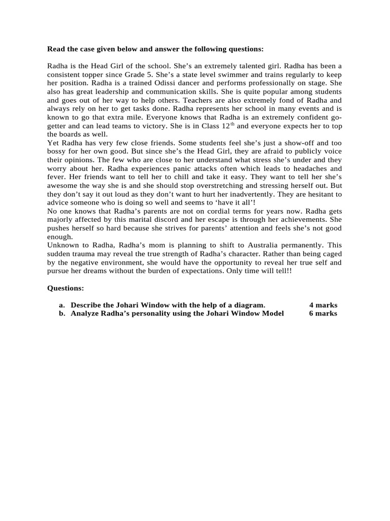 Johari Window Case Study | PDF