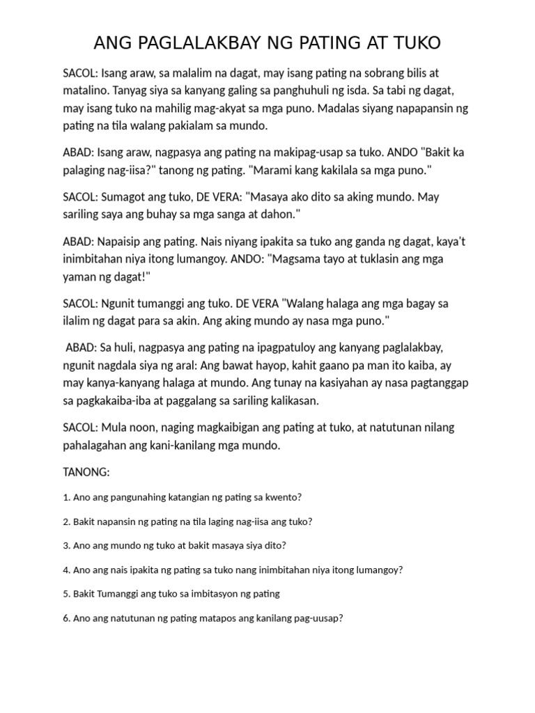 Script NG Kwento Pabula | PDF