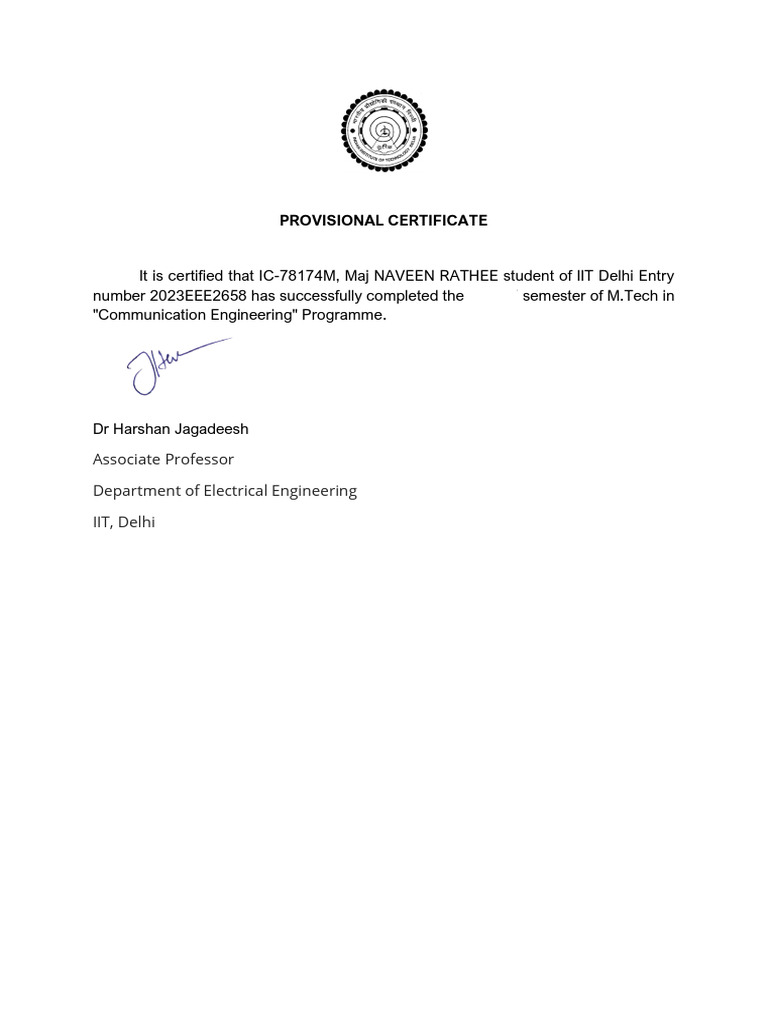 Provisional Certificate | PDF