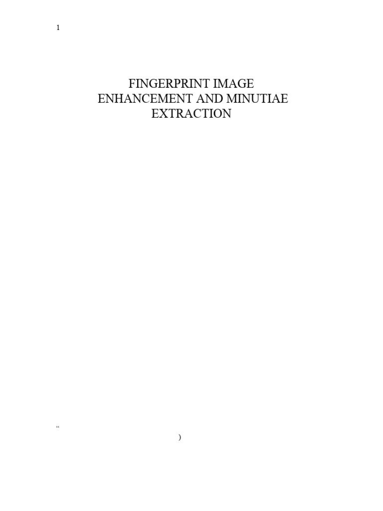 Fingerprint Minutae | PDF | Fingerprint | Signal Processing