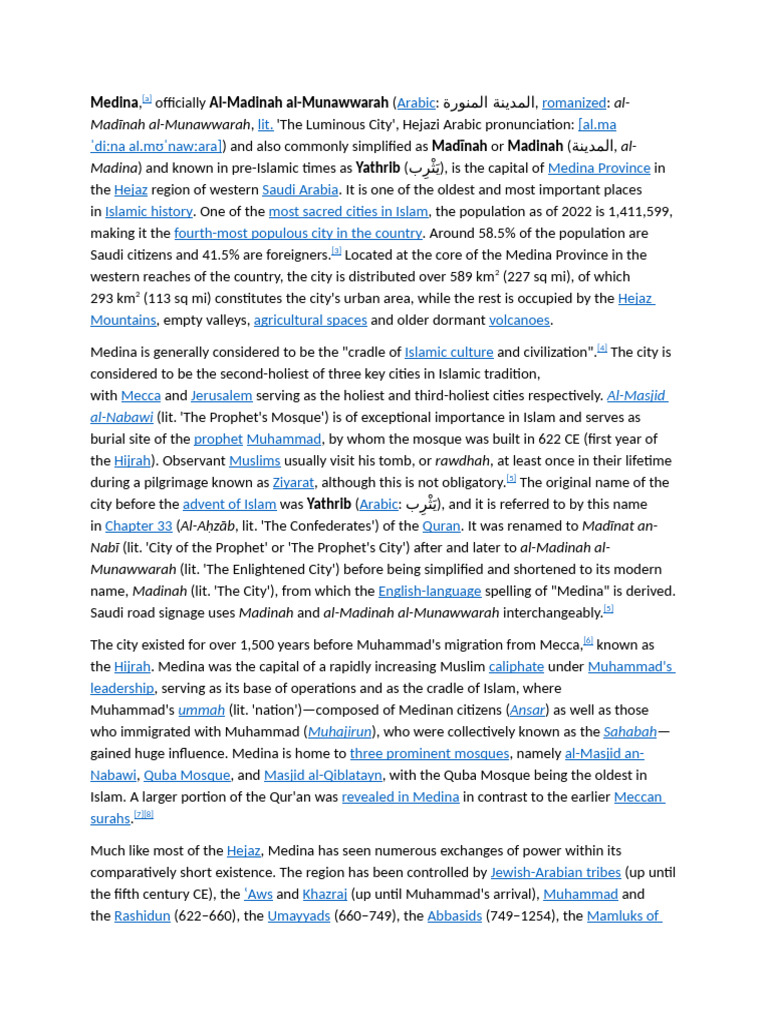 Medina 1 | PDF | Medina | Abrahamic Religions