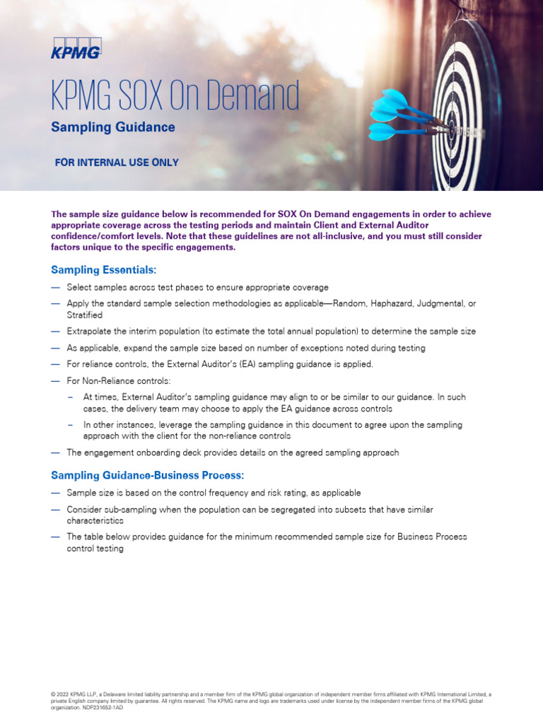 KPMG SOX On Demand Sampling Guidance | PDF | Sampling (Statistics ...