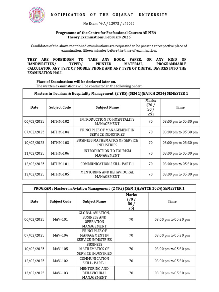 CPC Dept.'s All MBA Exam Programme (NEP-2020) & (Non-NEP) Sem-1 February-2025. | PDF | Economies ...