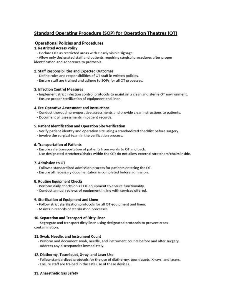 OT Training Manual | PDF | Anesthesia | Health Care