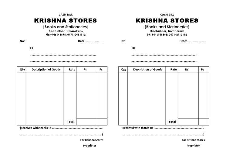 Cash Bill | PDF
