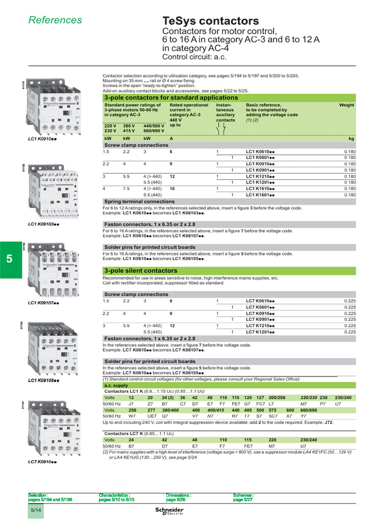 Schneider Contactor Catalogue 15 | PDF