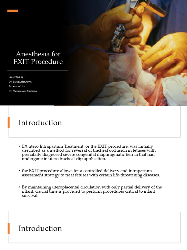 EXIT Procedure Anesthesia Guide | PDF | Childbirth | Fetus