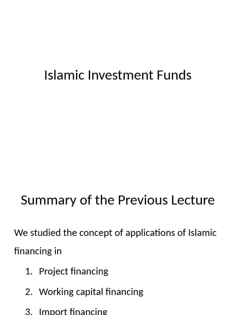 Principles of Islamic Investment Funds | PDF | Islamic Banking And ...