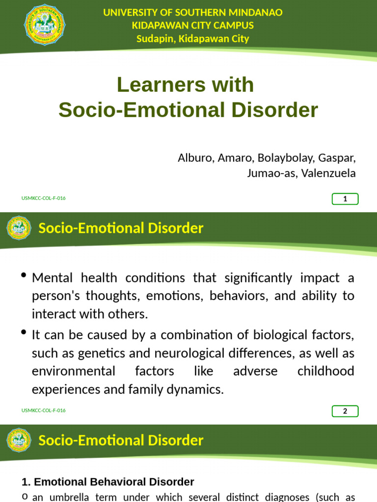 Understanding Socio-Emotional Disorders | PDF | Mental Disorder ...